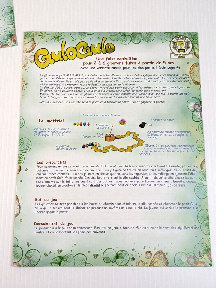 Zoch Gulo Gulo Board Game Instructions English & French Parts ...