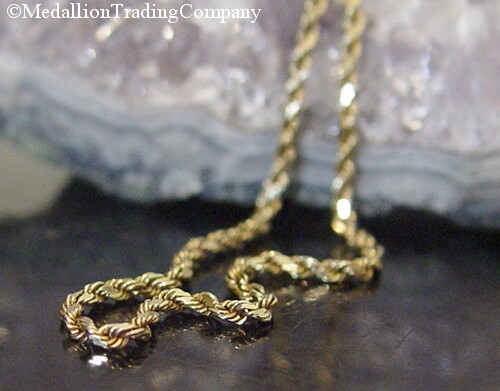 14k Solid Yellow Gold 2mm Diamond Cut Rope Chain 26 Inch Necklace 9.8 ...