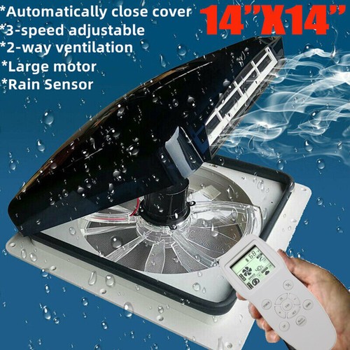 14" 12V RV Fan Roof Vent ventilation Automatical Cover Rain Sensor Car ...