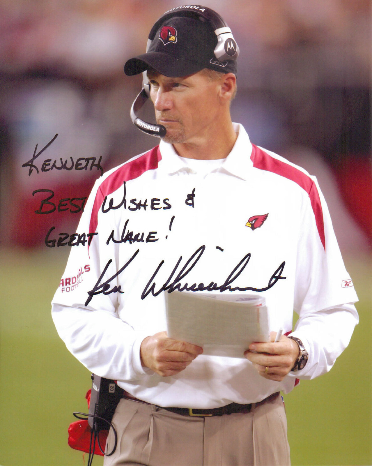 KEN WHISENHUNT - Football Coach - Arizona Cardinals - Autograph Photo ...