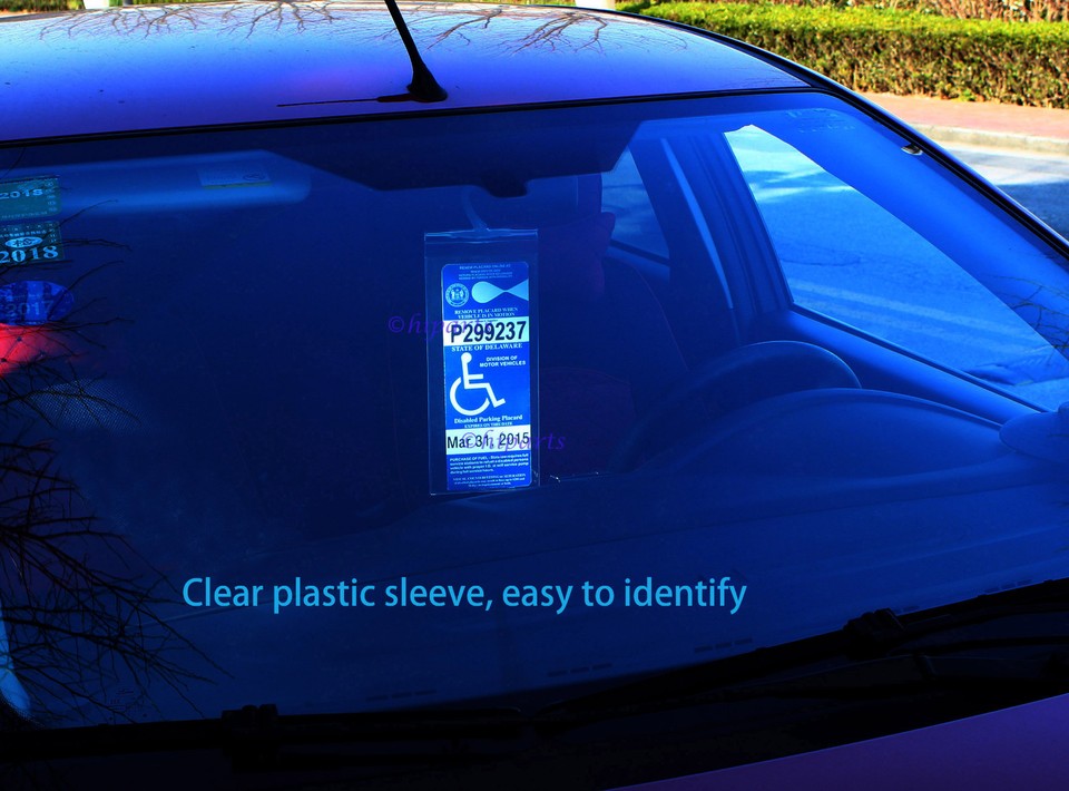 2x Handicap Parking Permit Placard Protector Cover Hanger Car Holder ...