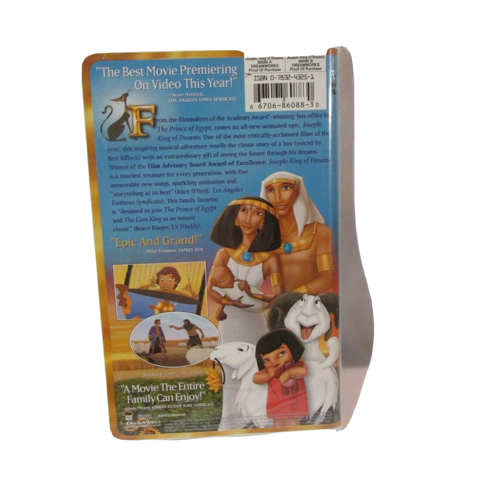2000 Dreamworks Joseph King of Dreams VHS MovieNew & Factory Sealed ...