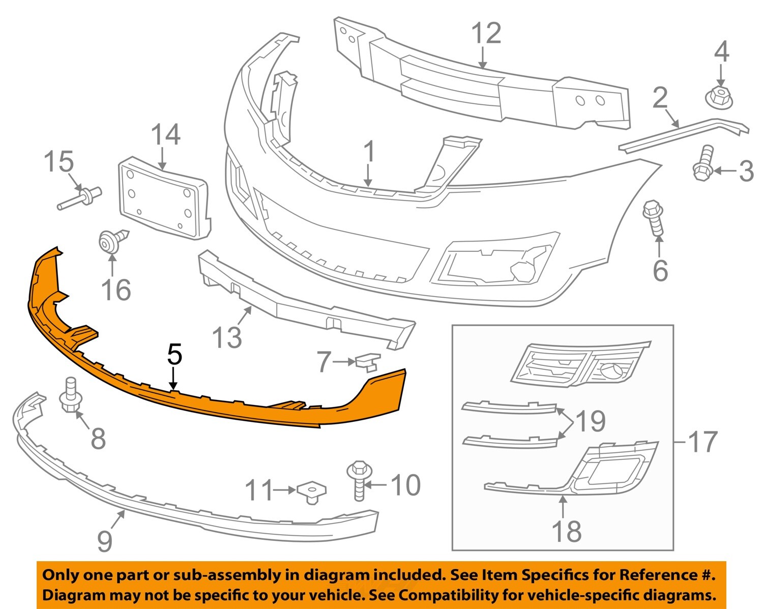 Chevrolet GM OEM 13-16 Traverse Front Bumper Grille-Lower Cover ...