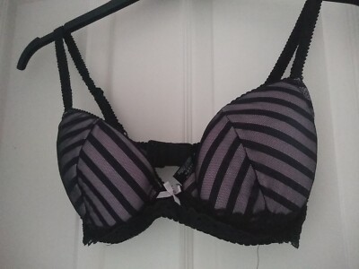 34D black stripes Ann summers lightly padded bra. Underwired. Full cup ...