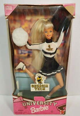 NEW 1996 University Barbie GERORGIA TECH Cheerleader Mattel #19159 ...