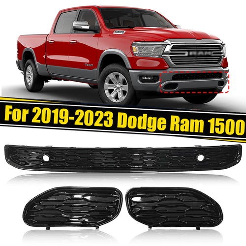 Front Bumper Lower Grille & Covers Gloss Black 68274572AA Fit 2019-2024 ...