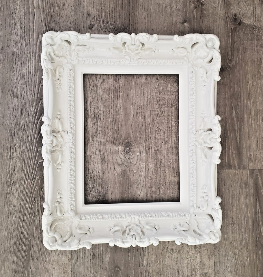 12x16 White Ornate Fancy Picture Frame Baroque Photo Frame Canvas Art ...