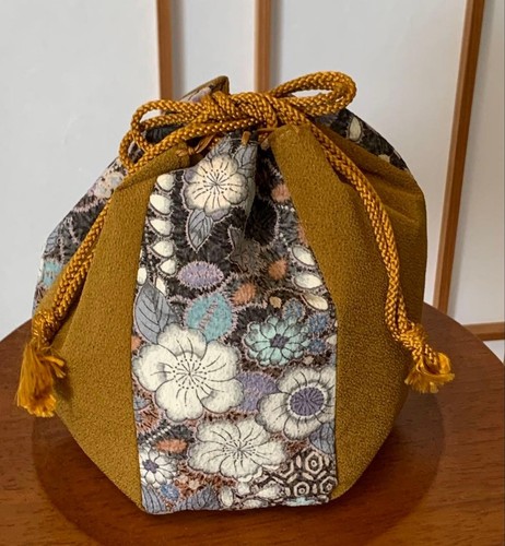 Japanese Drawstring Bag Kinchaku floral pattern Showa retro | eBay UK