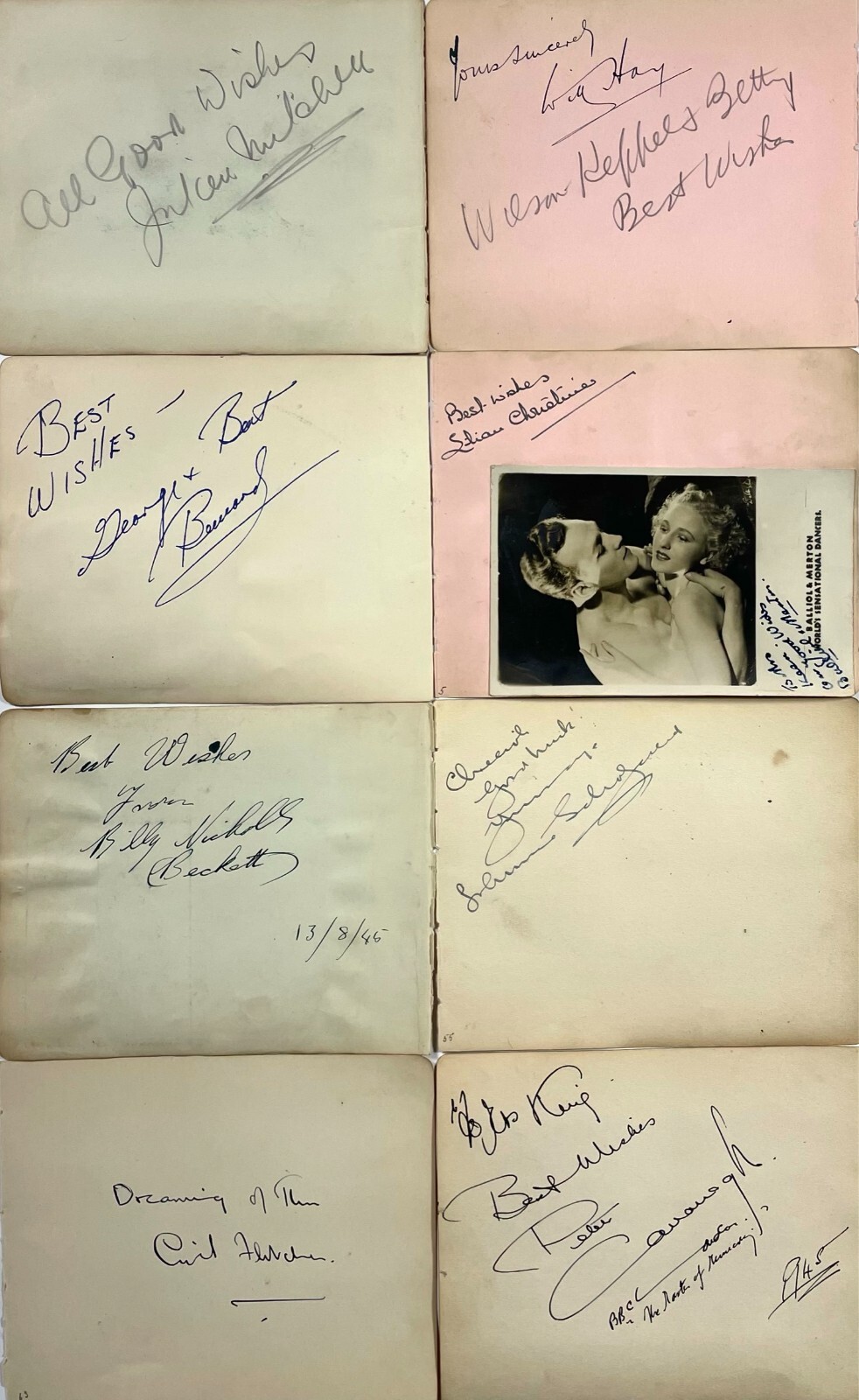 Autograph Collection British Music Hall Actors Entertainers ALBUM PAGES ...