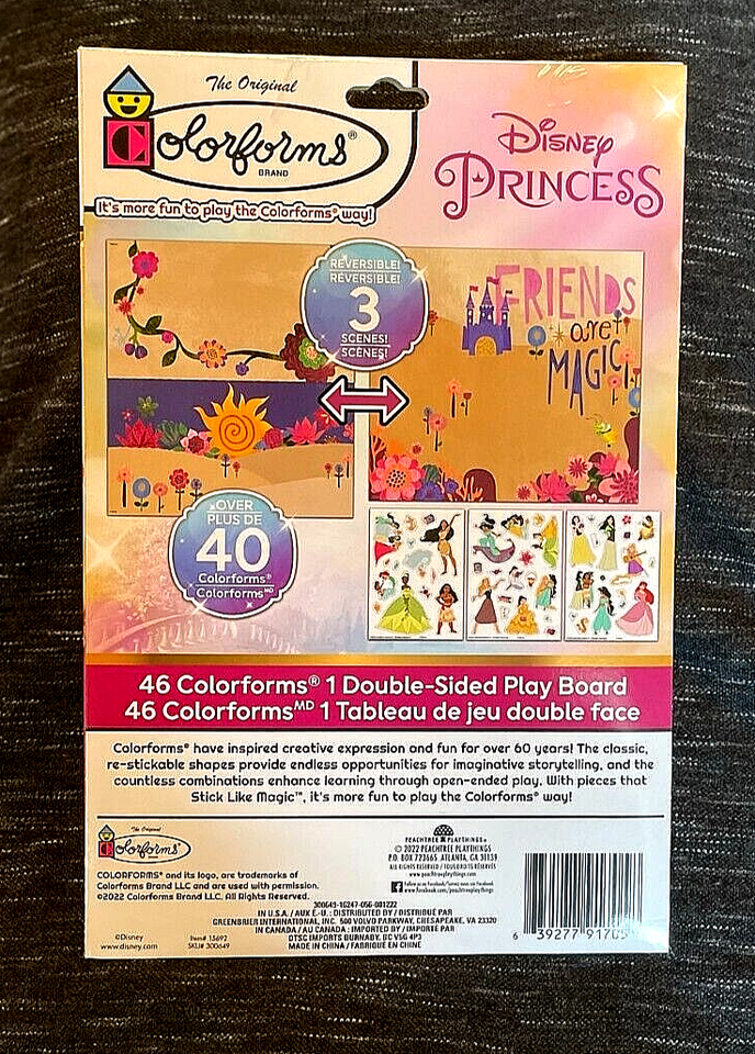 Colorforms Disney Princess with 46 Colorforms and 1 Double Sided ...