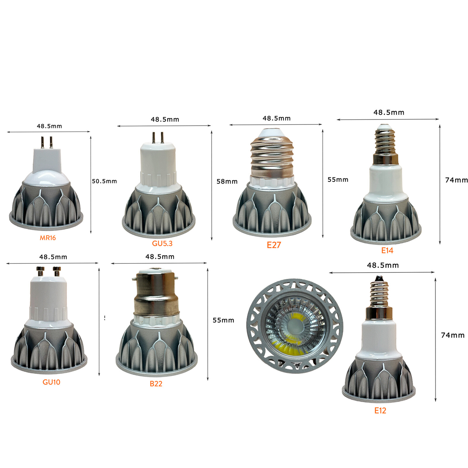 10w Dimmable Cob Led Spotlight Bulb E14 24v E27 Gu10 Bulbs 220v For ...