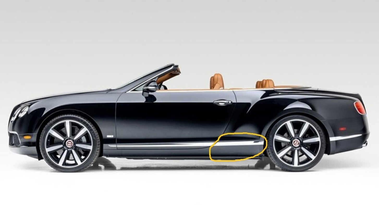BENTLEY CONTINENTAL GT GTC LEFT REAR FENDER CHROME MOULDING TRIM STRIPE ...