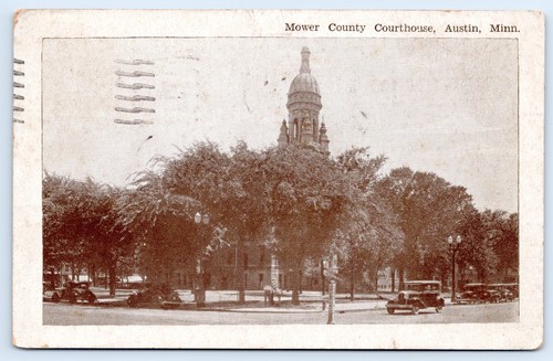 Austin Minnesota Mower County Courthouse Vtg 1935 Street Scene Cars MN ...