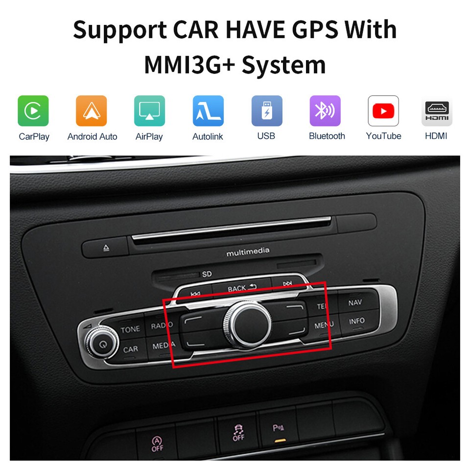 For AUDI Q3 MMI 3G Wireless Carplay Android Auto Retrofit Mirrorlink ...
