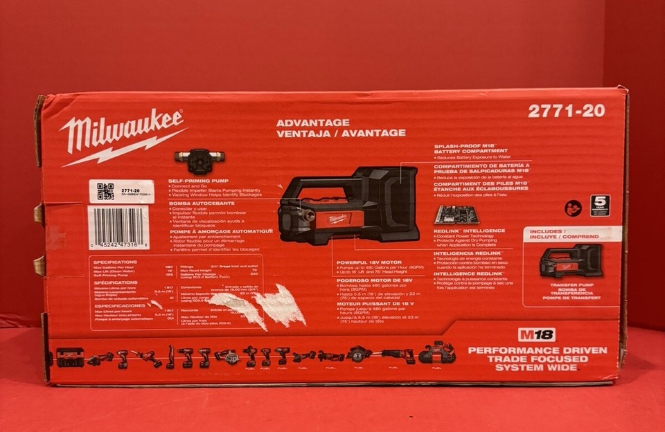Milwaukee 2771-20 M18 Transfer Pump (Tool Only) | eBay