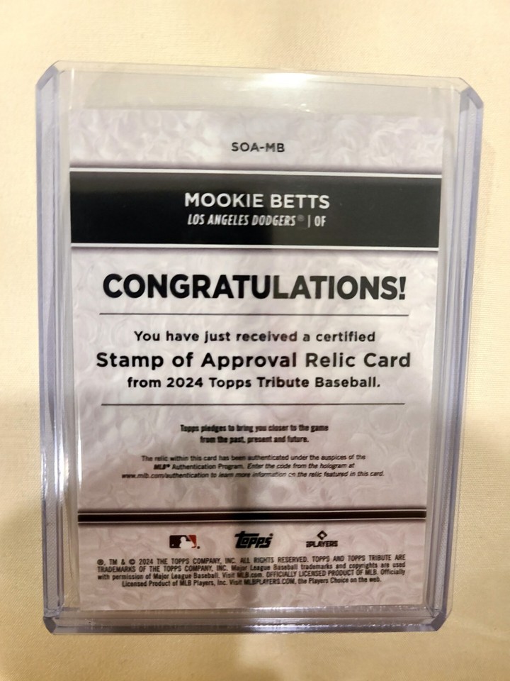 2024 Topps Tribute BLUE Mookie Betts Stamp of Approval Relic 77/150 ...