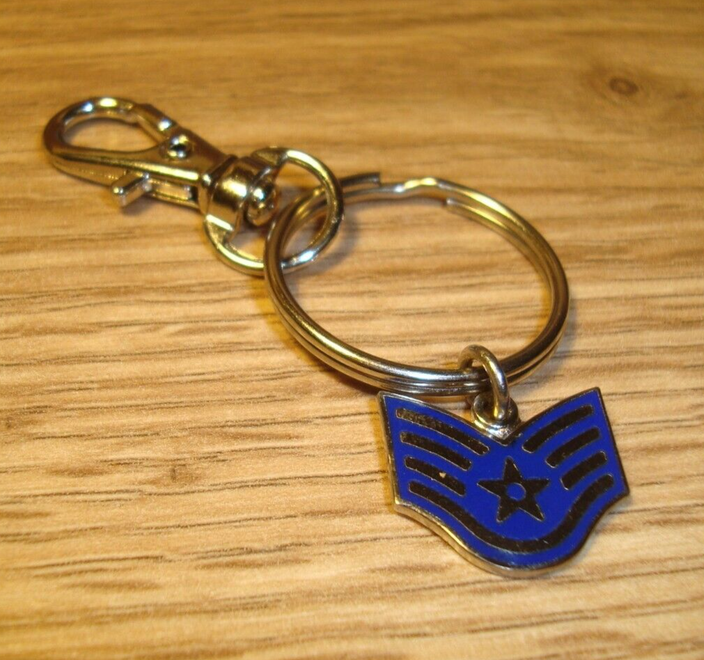 USAF AIR FORCE E-5 Staff Sgt NCO Rank Insignia Charm Clasp Key Chain ...