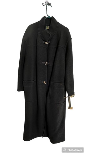 Geiger Austria Boiled Wool Long Trench Coat Sz L XL 46 Black Toggle ...