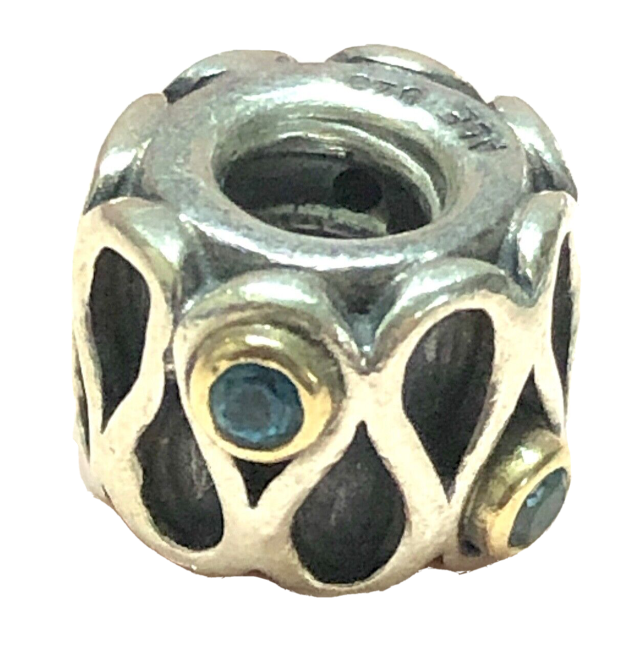 Authentic PANDORA 14K AND SS INFINITY BLUE TOPAZ CHARM 790366TPP RARE ...
