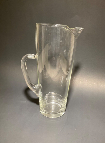 Tall Narrow Clear Glass Martini Pitcher Applied Handle | eBay