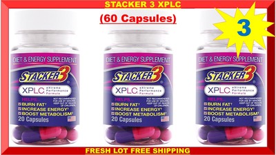Stacker 3 XPLC Herbal Dietary Supplement 20 ct Bottle (Lot of 3 X) = 60 ...