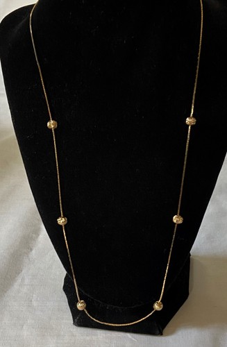 Delicate Vintage Unmarked Gold Tone Box Link Chain Necklace with Ball ...