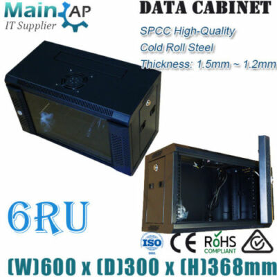 Network Data Rack 6RU 19'' 600X300mm Deep Wall Mount Server Cabinet ...