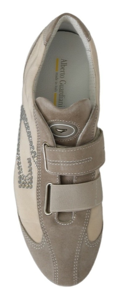 ALBERTO GUARDIANI Shoes Saddle Brown Crystal Logo Sneakers Women's EU36 ...