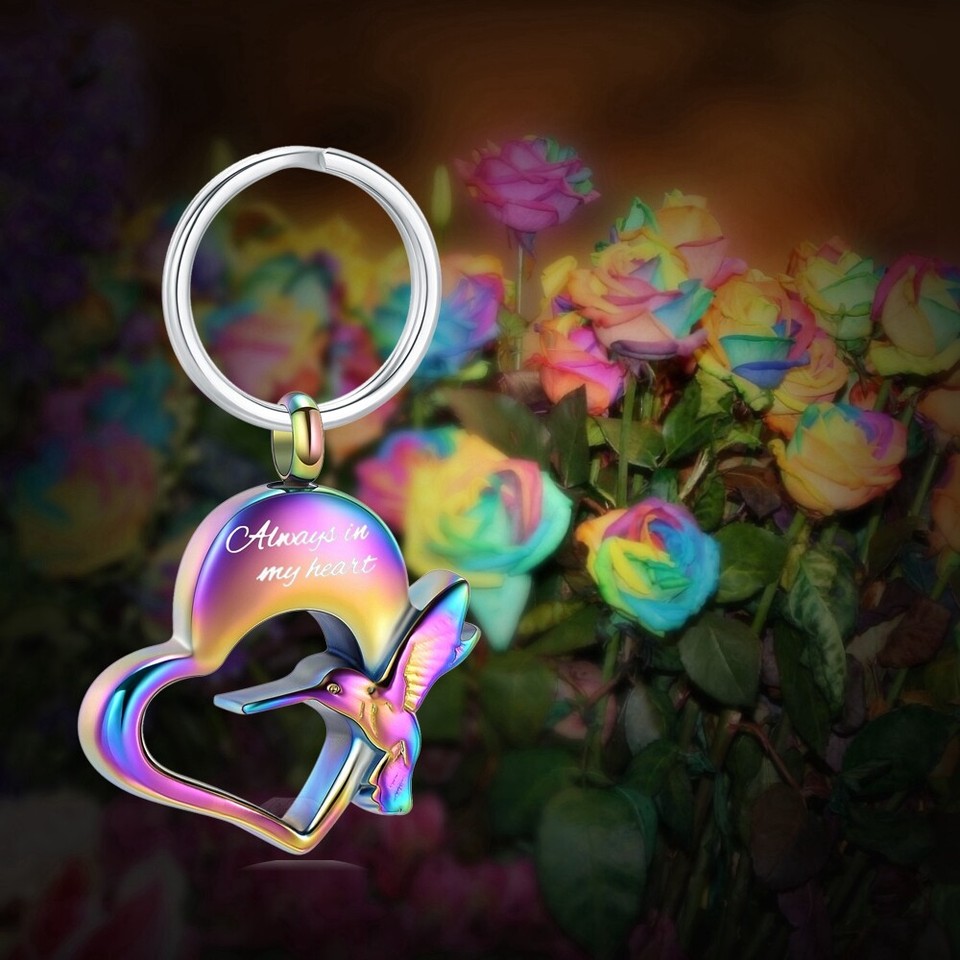 Hummingbird Cremation Keychain Ashes Holder Urn Locket Stainless Steel ...