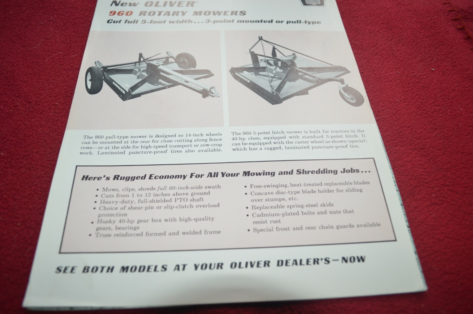 Oliver Tractor 960 Rotary Mower Dealer's Brochure AMIL15 | eBay