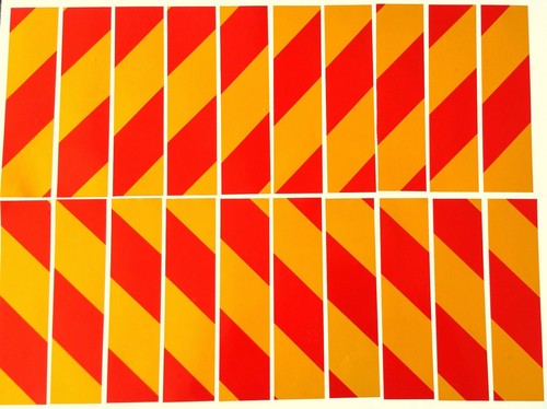 Reflective sticky vinyl hazard chevrons Red/yellow 8" x 2" trailer/van ...