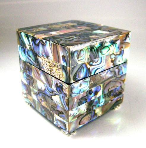 Ring Box Genuine Abalone Paua Shell with Swarovski Crystals Exquisitely ...