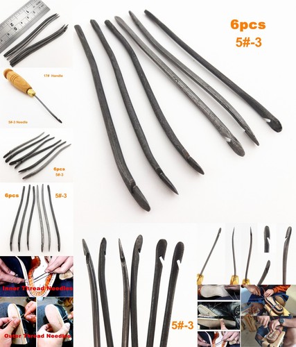 6pcs 5#-3 Leather Craft Shoemaker Cobbler Sewing Stitching Hook Awl Needle Tool 768617277719| eBay