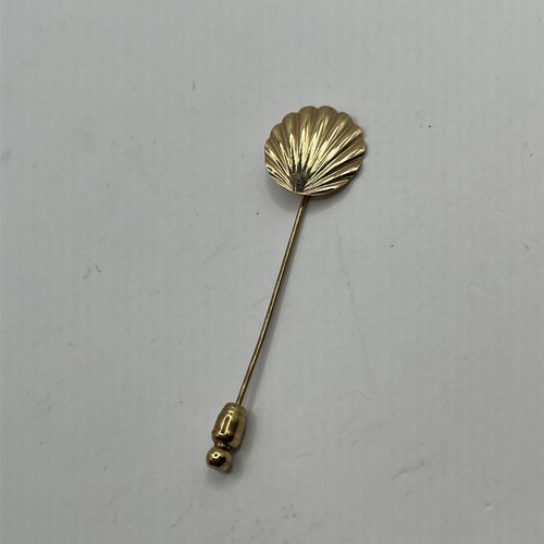 VINTAGE SOLID 14K YELLOW GOLD SCALLOP SHELL STICK PIN - 1.6grams | eBay