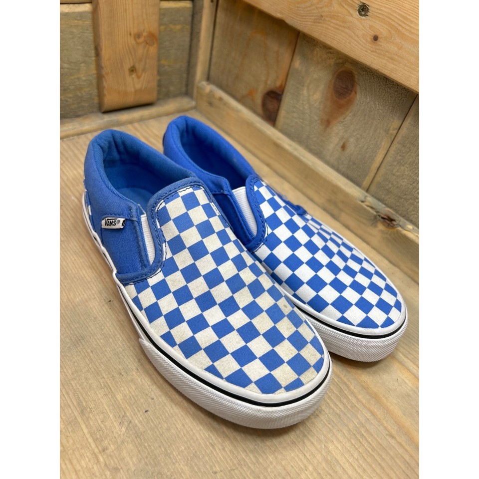 Vans Checkered Unisex Slip-on Classic Shoes US3 Youth Blue White 721356 ...