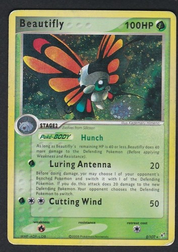 Carta Card Pokemon Beautifly /100 HP / RARA / Ed.2005 2/107 / EN | eBay