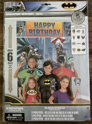 BATMAN Wall Banner Scene Setters Giant 5 Pc Set With / 12 Photo Props ...