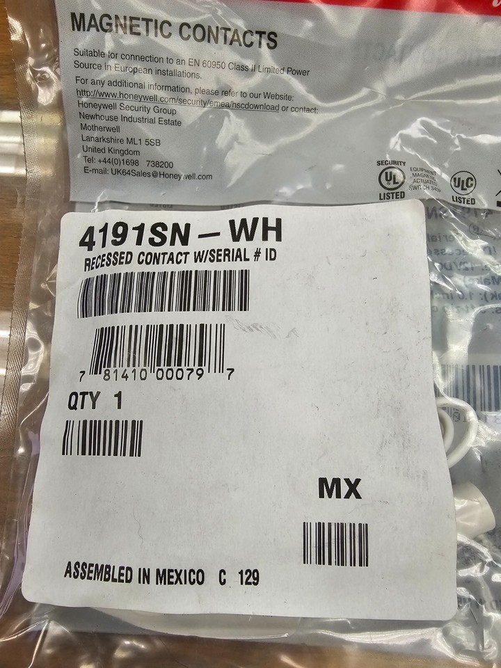 HONEYWELL 4191SN-WH Vplex Addressable Recessed Door Contact - Qty ...
