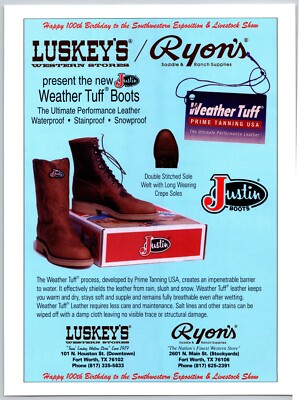 Print Ad Fort Worth TX 1996 Stockshow Rodeo Luskey's Ryons Justin Boots ...