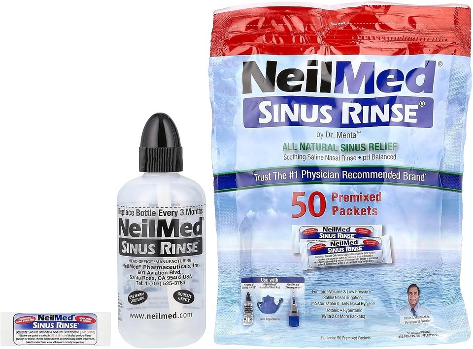 Sinus Rinse Nasal Irrigation Kit Saline Solution Sinus Pressure Relief ...