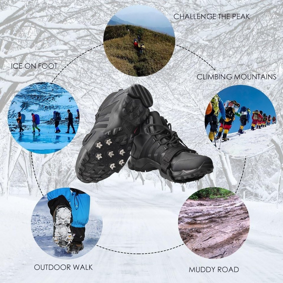 Ice Cleats for Shoes and Boots Traction Ice Shoes Grippers Anti-Skid 7 ...