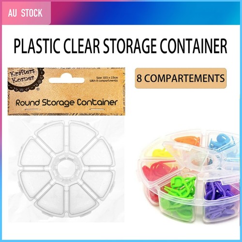 8 Divider Round Plastic Storage Box Beads Jewelry Craft Container ...