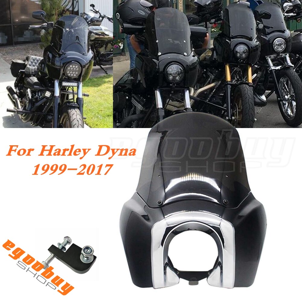 For Harley Dyna FXDF FXDL FXDB Headlight Fairing W/ 15" Smoke ...