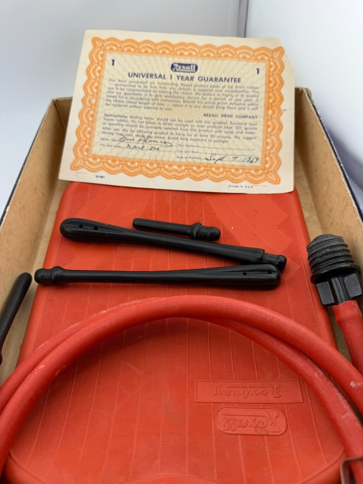Vintage Red Rubber Enema Kit Rexall Roxbury Combination Fountain ...