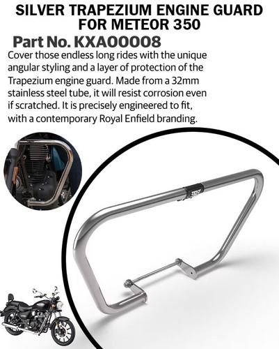 "SILVER TRAPEZIUM ENGINE GUARD" FIT FOR ROYAL ENFIELD METEOR 350 | eBay