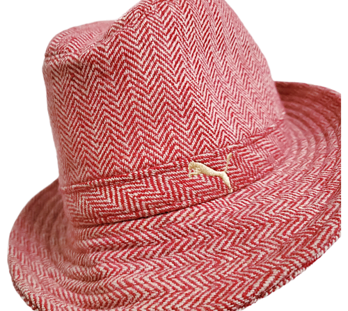 PUMA Herringbone Fedora Hat - Vintage Late 90's - Excellent - Red ...