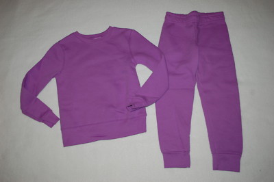 Girls PURPLE SWEATSHIRT & SWEAT PANTS SET Outfit XS 4-5 M 8-10 L 12-14 ...