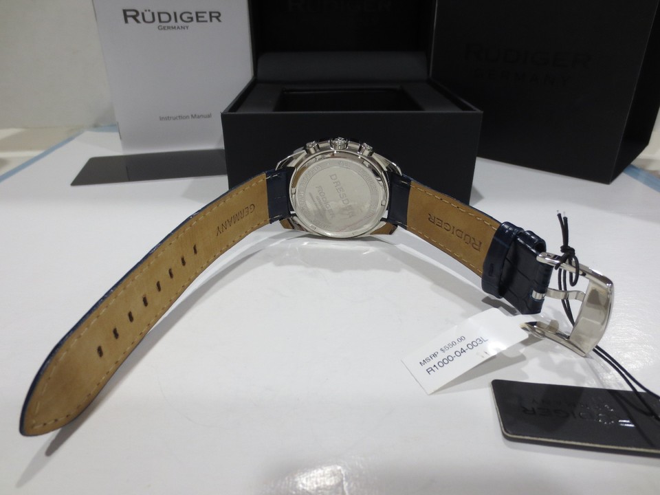 Rudiger Men's Dresden Watch R1000-04-001.3L Chronograph Tachymeter Blue ...