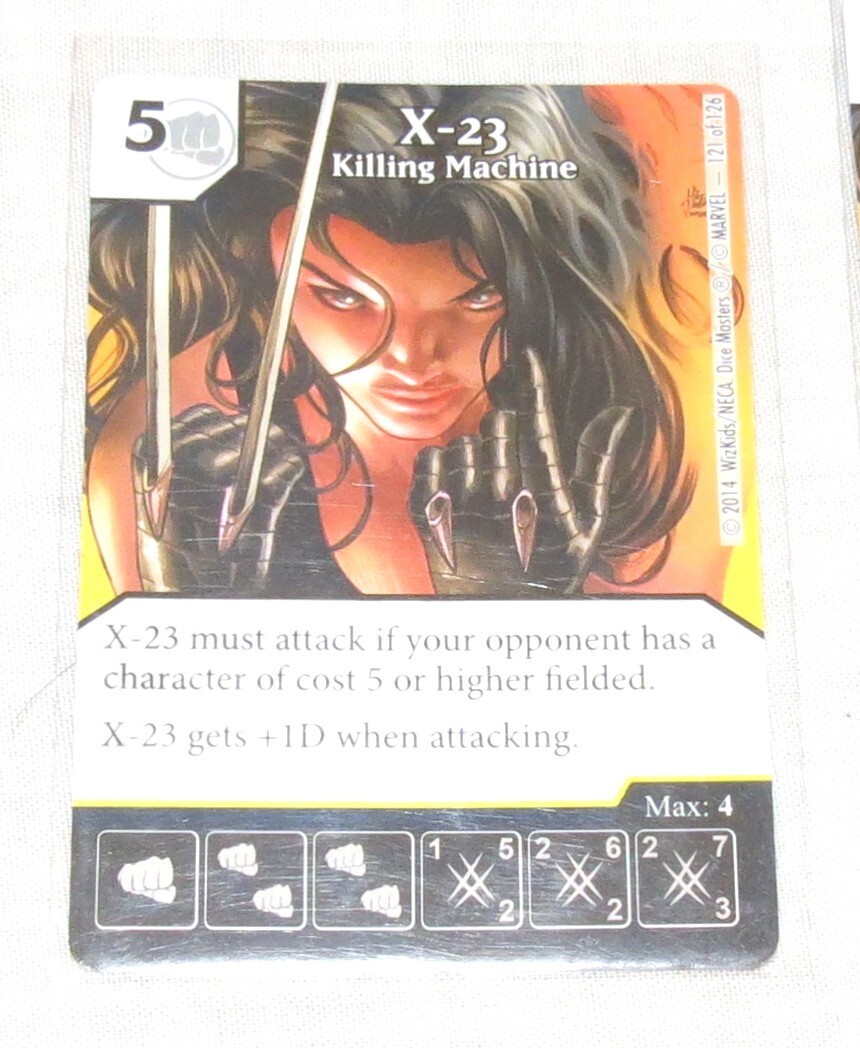 Dice Masters X-23 Set 5 Cards 5 dice: Killing Machine, Assassin, Scent ...