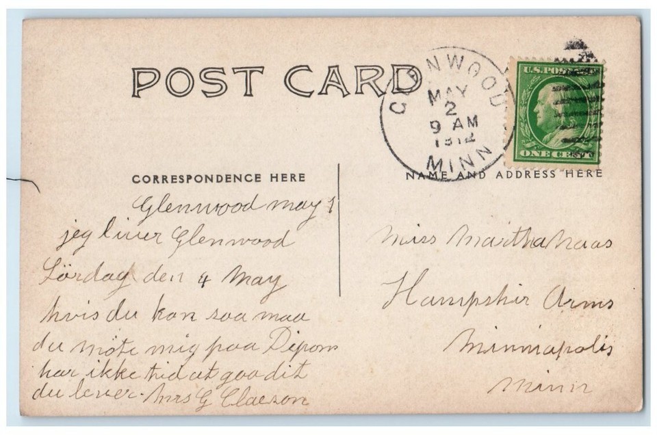 1912 Fish Pond Lake View Nelson Glenwood MN RPPC Photo Posted Postcard ...